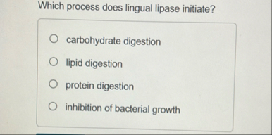 Solved Which process does lingual lipase | Chegg.com
