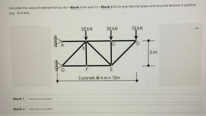 Solved Calculate the value of element forces FAC= Blank 1kN | Chegg.com