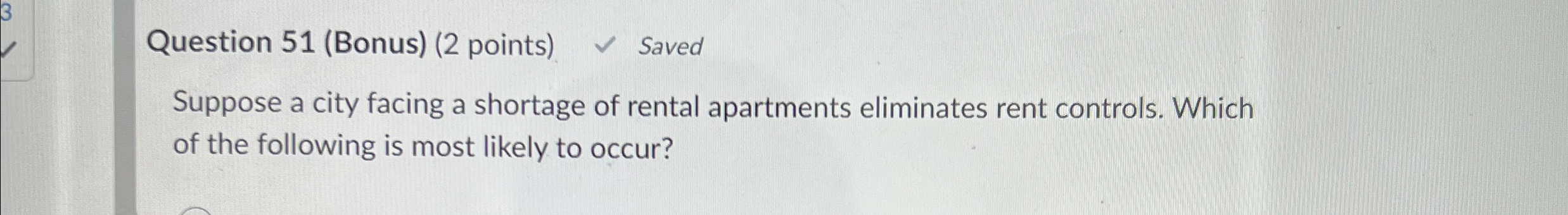 Solved Question 51 (Bonus) (2 ﻿points) ﻿SavedSuppose a city | Chegg.com