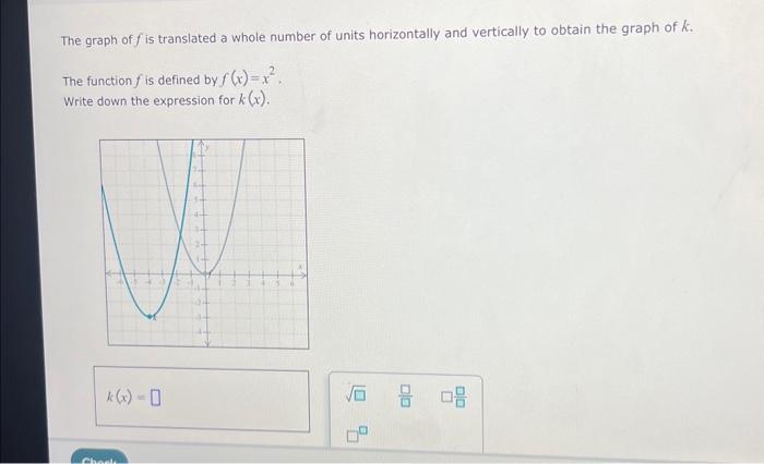 Solved The graph of f is translated a whole number of units | Chegg.com
