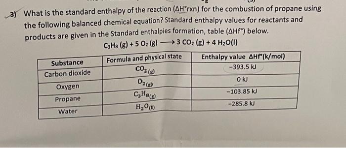 Solved 3) What is the standard enthalpy of the reaction ( | Chegg.com