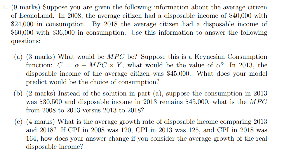 Solved (9 ﻿marks) ﻿Suppose you are given the following | Chegg.com