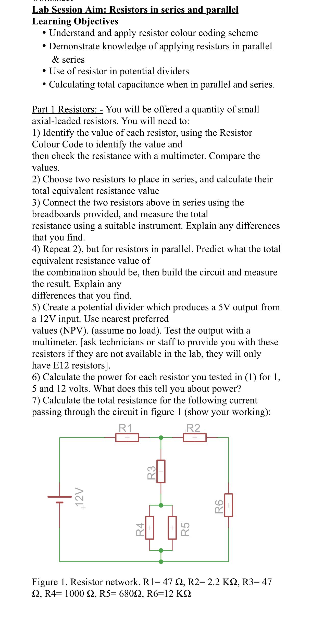 Solved Lab Session Aim: Resistors in series and parallel | Chegg.com