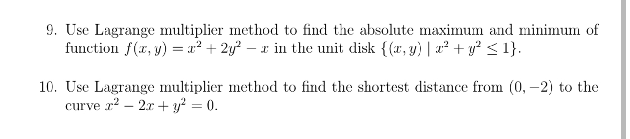Solved Use Lagrange multiplier method to find the absolute | Chegg.com
