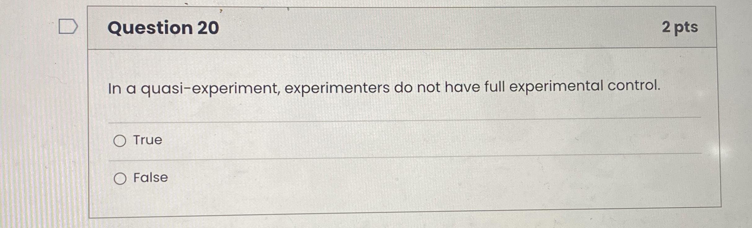 Solved Question 202 ﻿ptsin A Quasi Experiment Experimenters 
