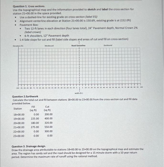Solved Homework 6 Cross-sections, Drainage, and Earthwork | Chegg.com