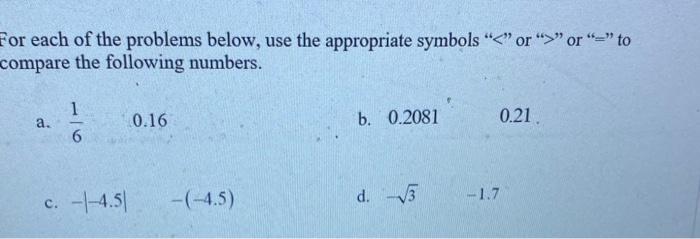 Solved or each of the problems below, use the appropriate | Chegg.com