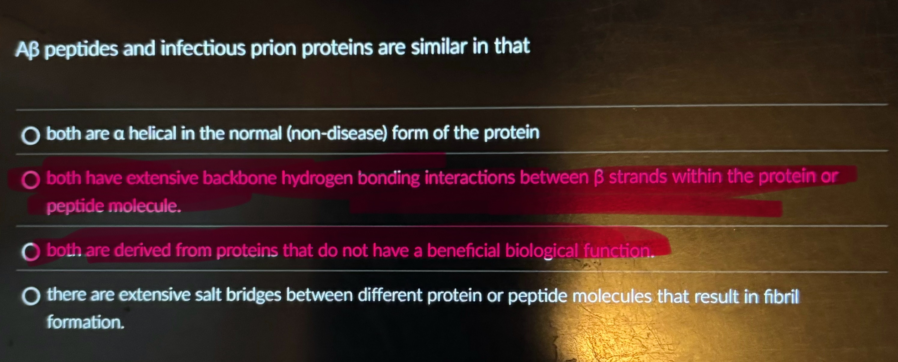 Solved Aβ ﻿peptides and infectious prion proteins are | Chegg.com