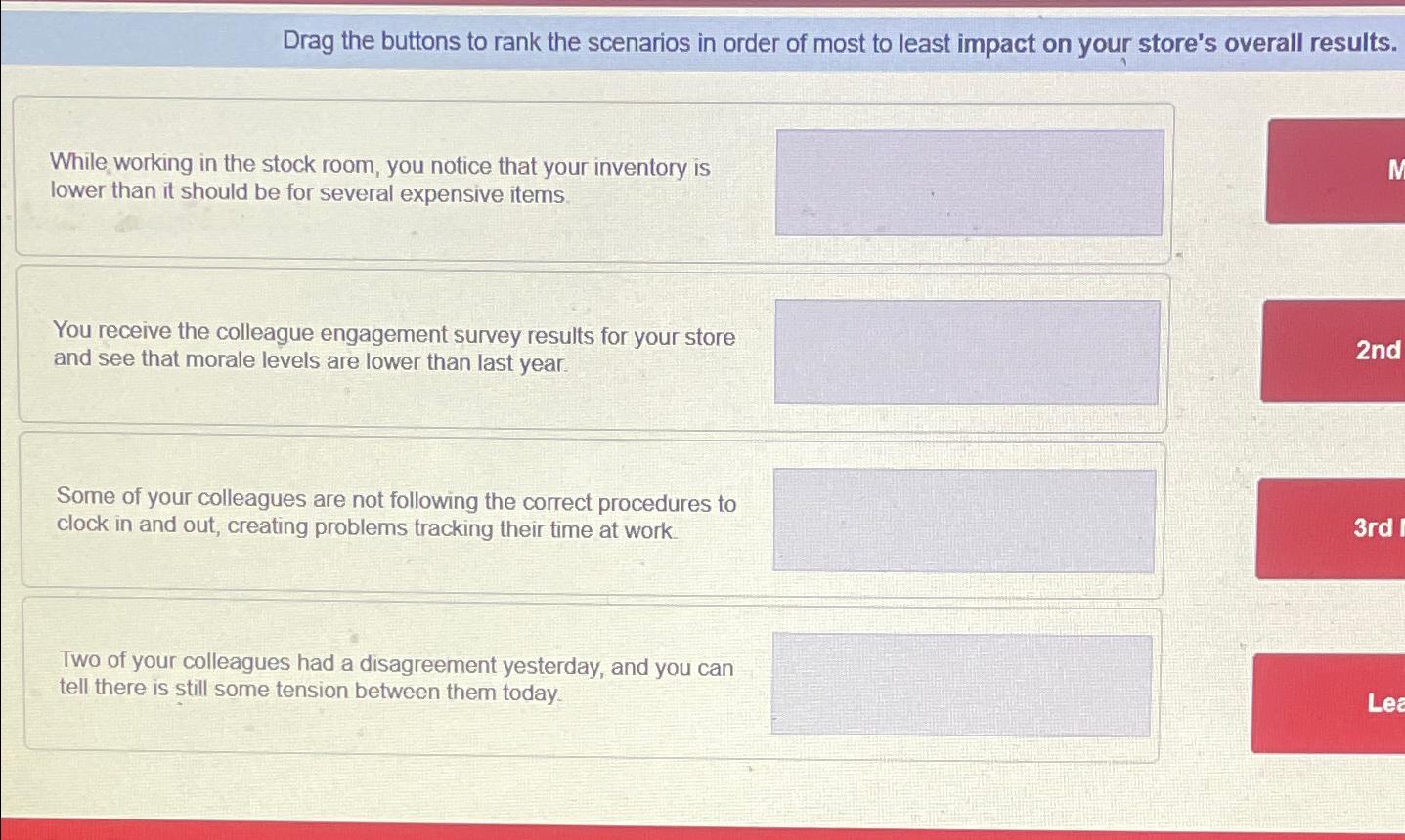 Solved Drag the buttons to rank the scenarios in order of | Chegg.com