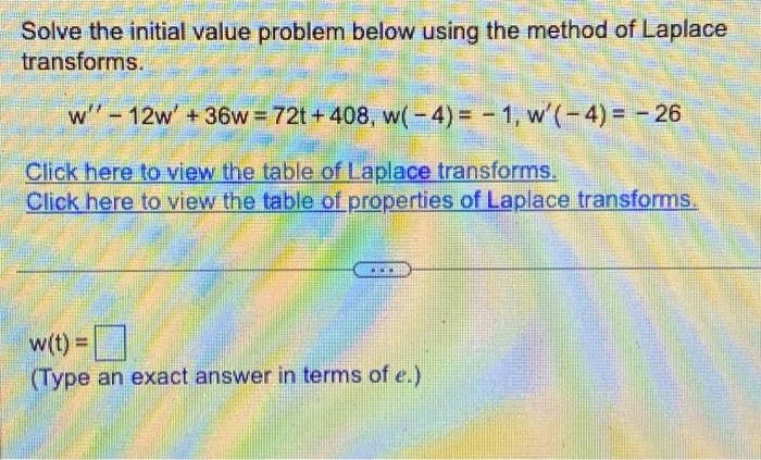 Solved Solve the initial value problem below using the | Chegg.com