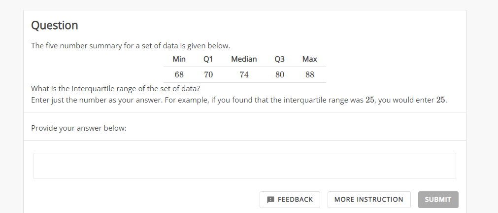 Solved QuestionThe five number summary for a set of data is | Chegg.com