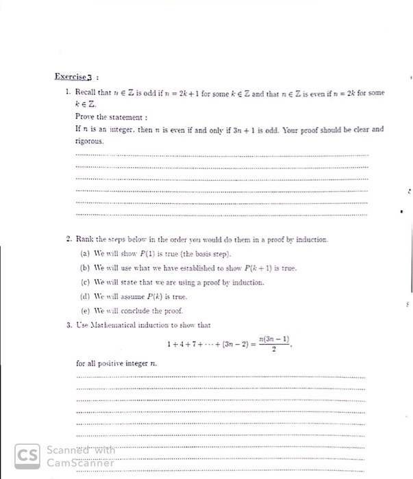 Solved Exercise 1 H Pfs D Give a direct peoof of: n is an | Chegg.com