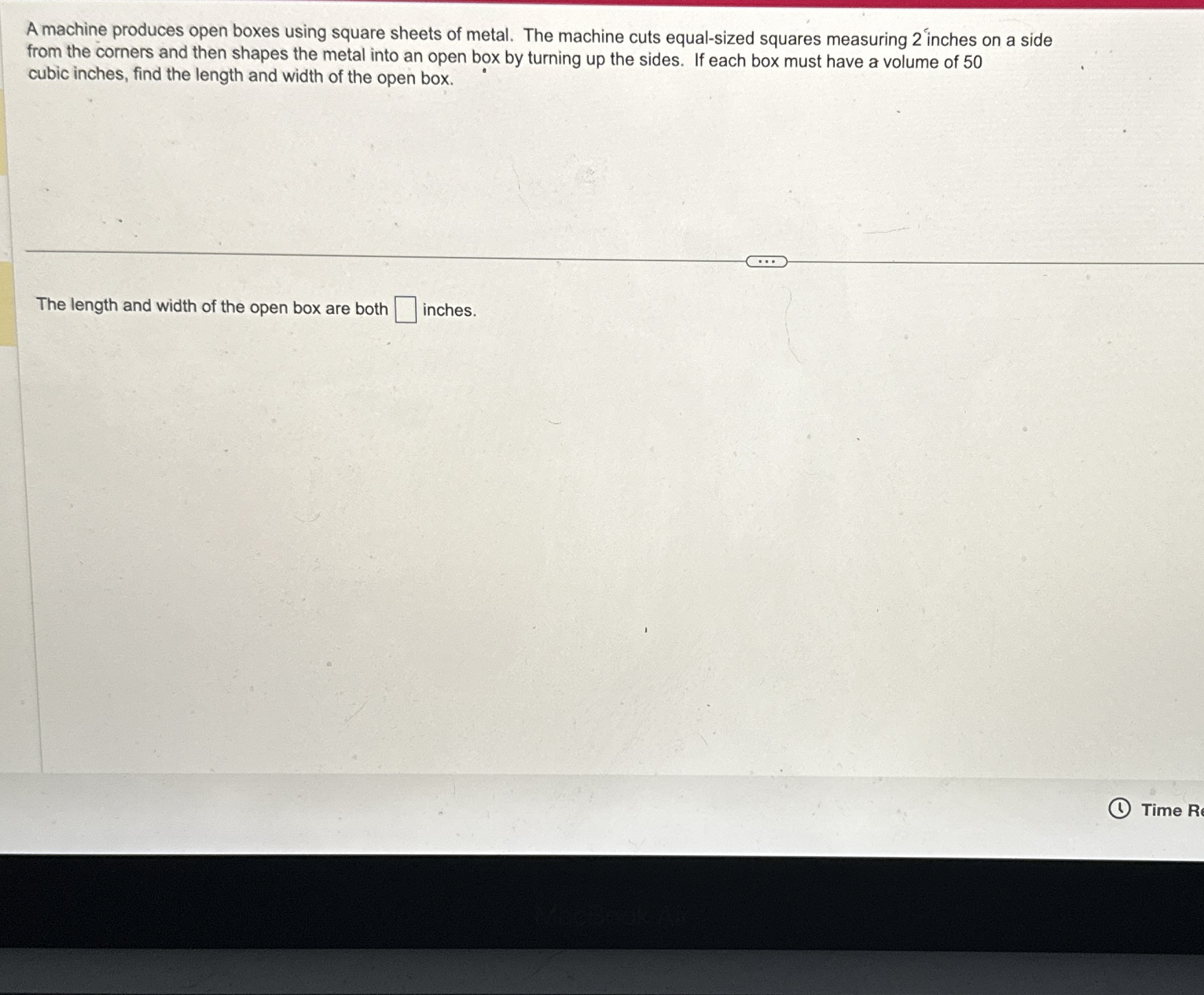 Solved A machine produces open boxes using square sheets of | Chegg.com