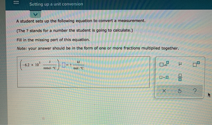 Solved Setting up a unit conversion A student sets up the | Chegg.com