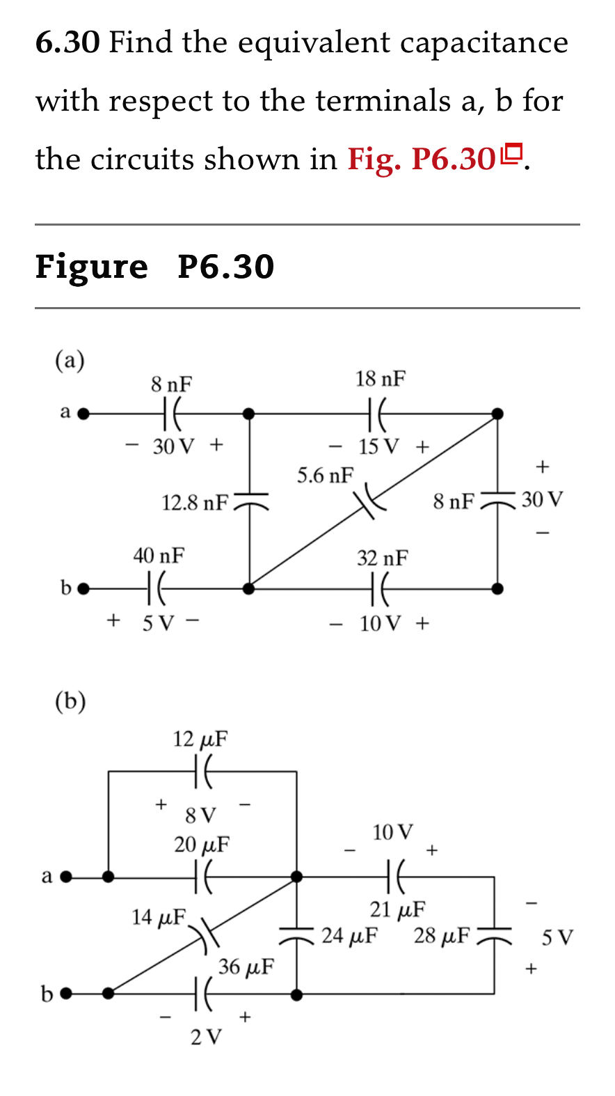 Solved 6.30 ﻿Find the equivalent capacitance with respect to | Chegg.com