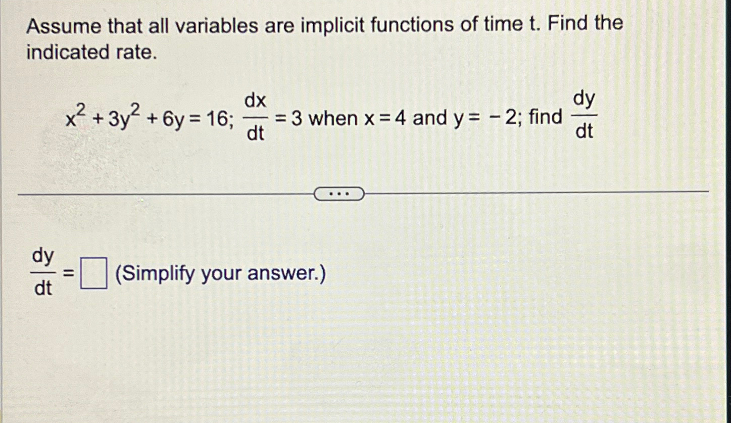Solved Assume that all variables are implicit functions of | Chegg.com