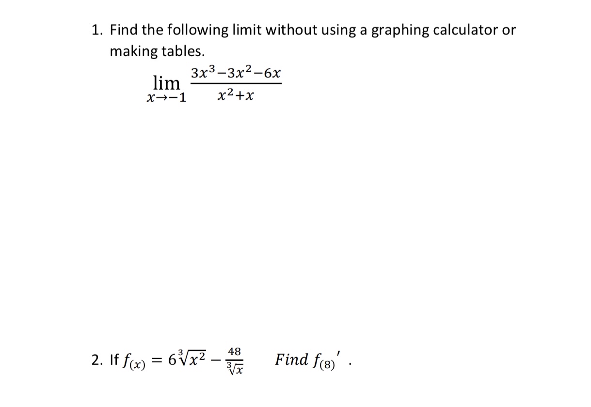 Solved Find the following limit without using a graphing | Chegg.com