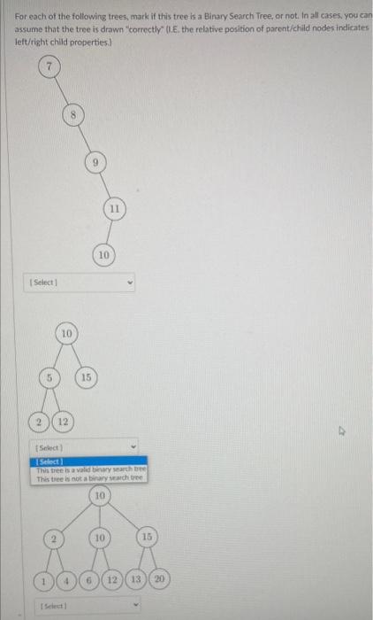 Solved a For each of the following trees, mark if this tree | Chegg.com