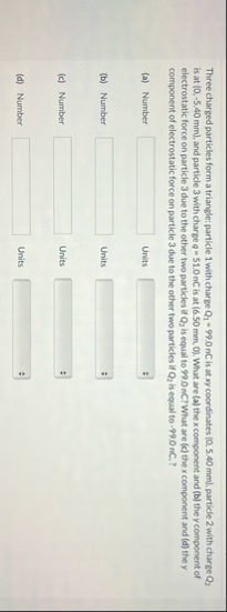 Solved Three charged particles form a triangle; particle 1 | Chegg.com