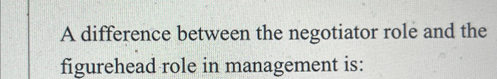 Solved A difference between the negotiator role and the | Chegg.com