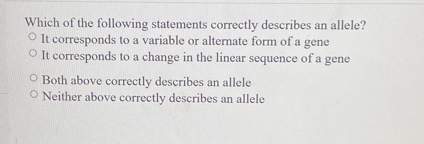 Solved Which of the following statements correctly describes | Chegg.com