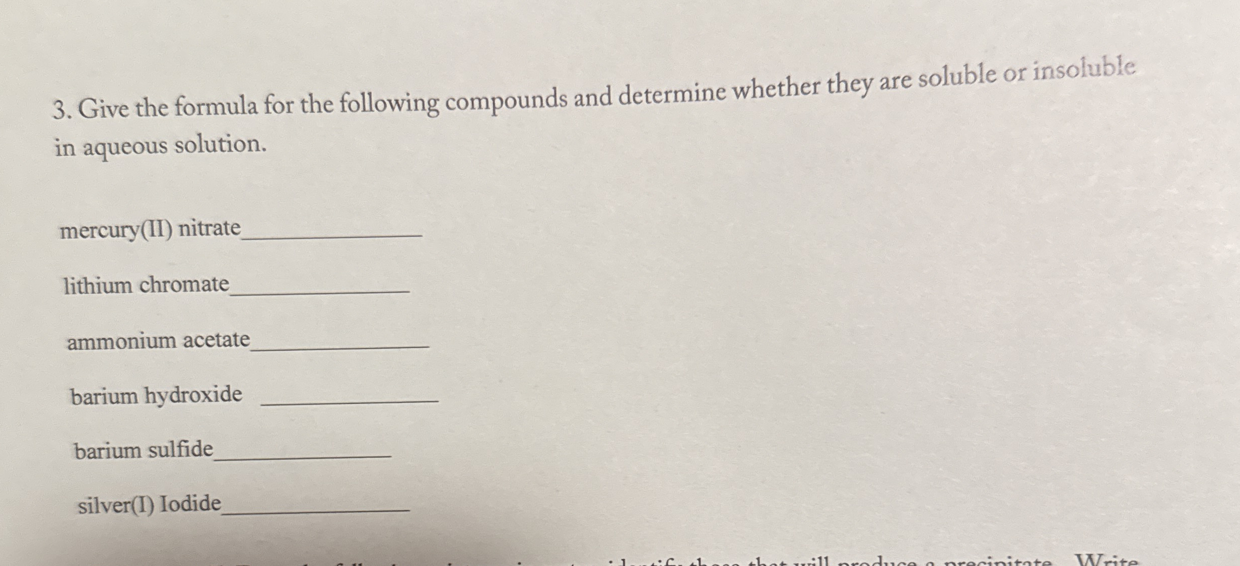 Give the formula for the following compounds and | Chegg.com
