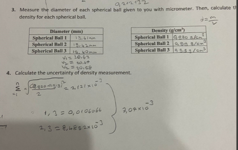 Solved Include your the uncertainty calculation for density | Chegg.com