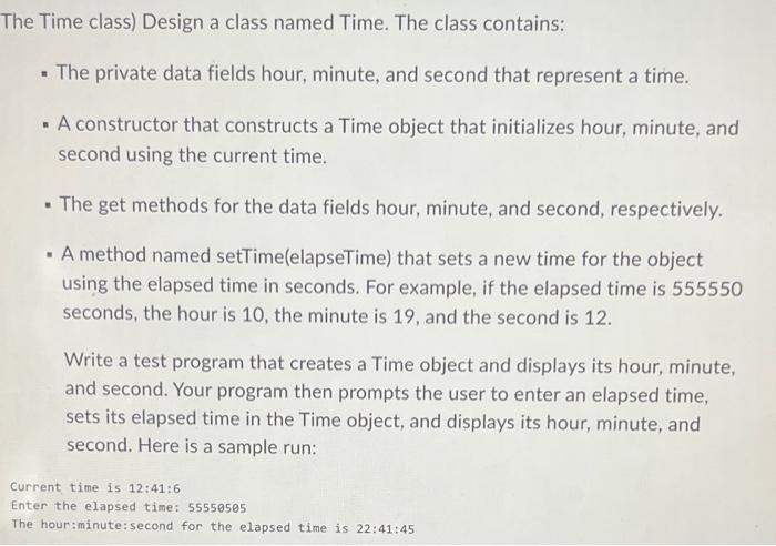 Solved Python He Time Class Design A Class Named Time T 4885