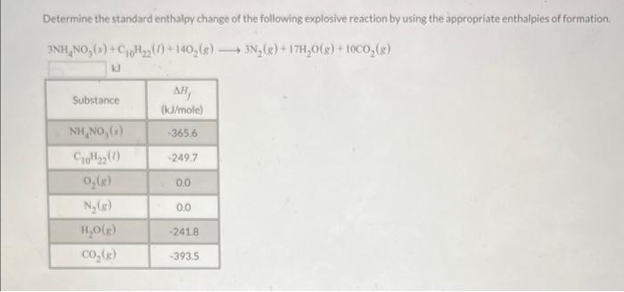 Solved Determine the standard enthalpy change of the | Chegg.com