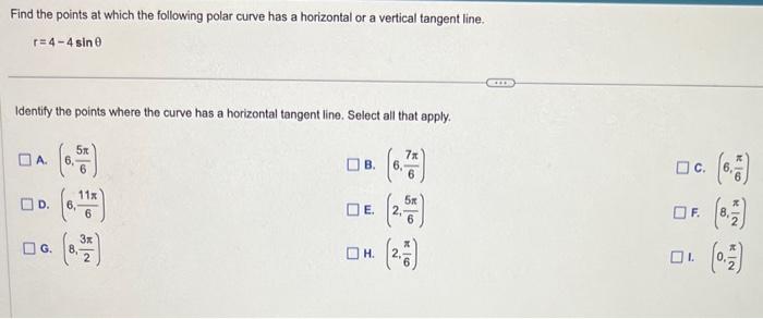 Solved Find the points at which the following polar curve | Chegg.com