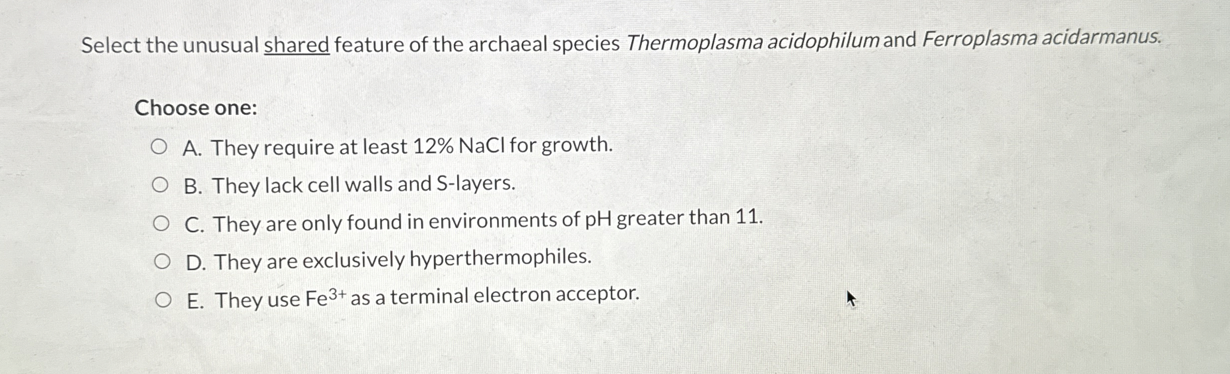 Select the unusual shared feature of the archaeal | Chegg.com