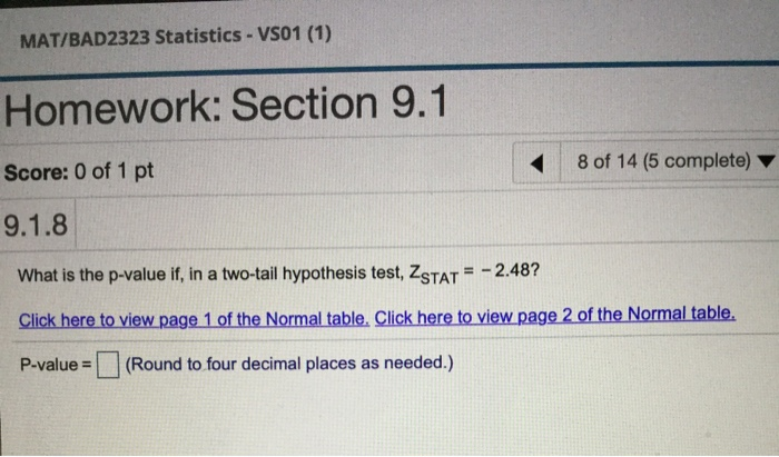 Solved MAT/BAD2323 Statistics - VS01 (1) Homework: Section | Chegg.com