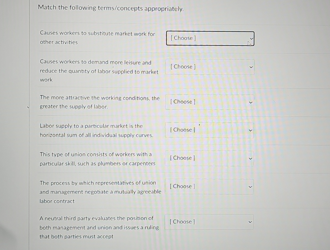 Solved Match the following terms/concepts | Chegg.com