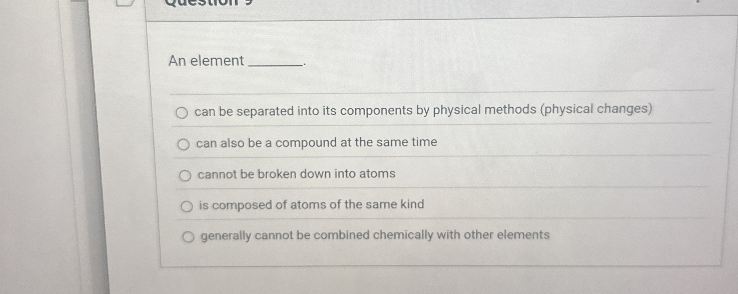 Solved An element q,can be separated into its components by | Chegg.com