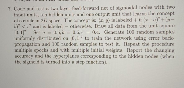 7. Code and test a two layer feed-forward net of | Chegg.com