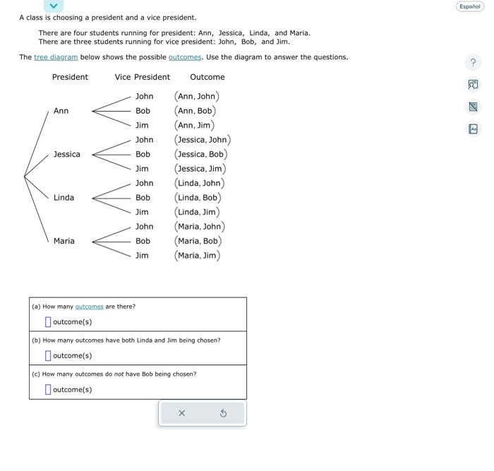 Solved A class is choosing a president and a vice president. | Chegg.com
