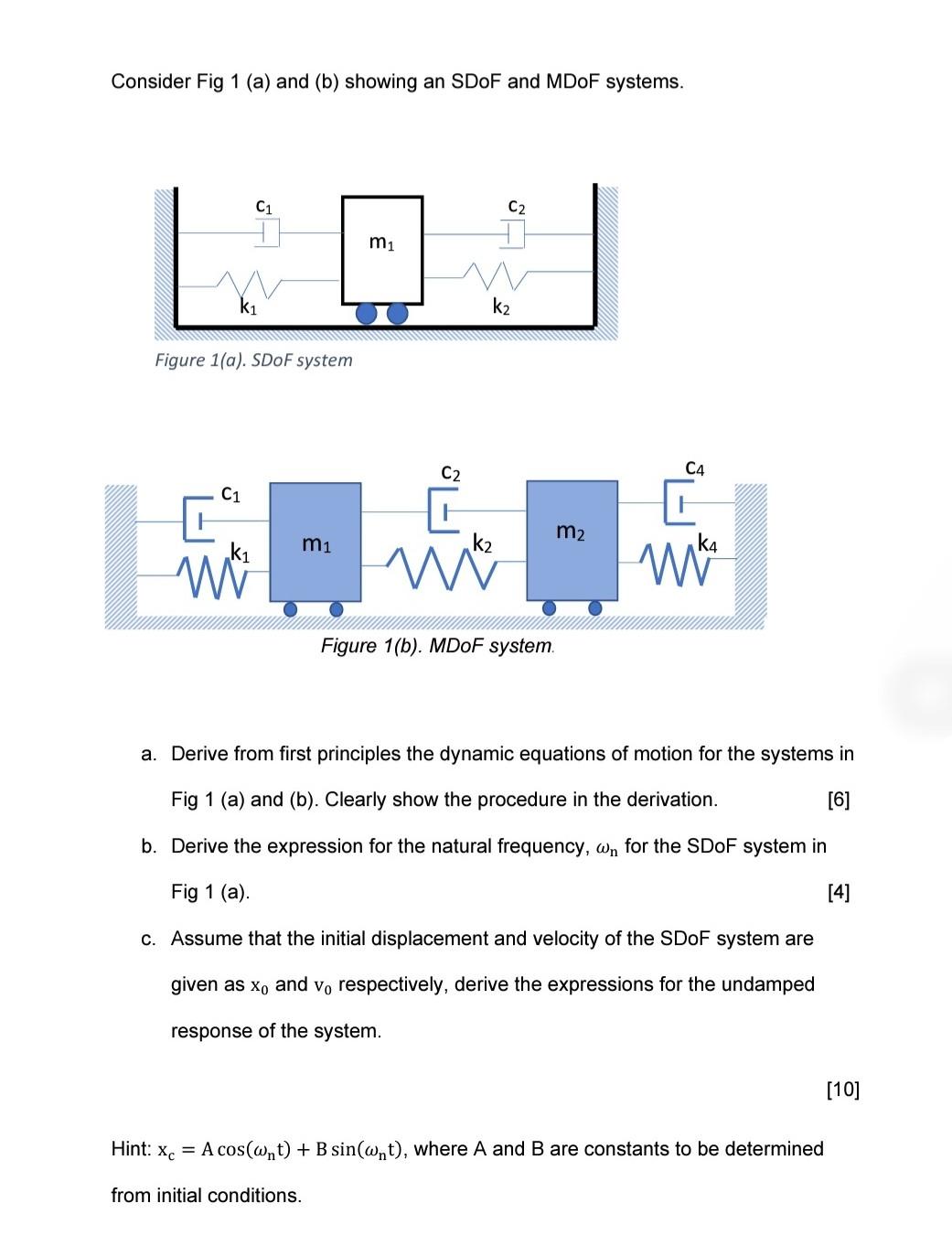 Solved Consider Fig 1 (a) and (b) showing an SDoF and MDoF | Chegg.com