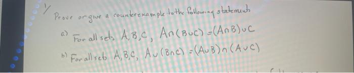 Solved Prove or give a counterexample to the following | Chegg.com