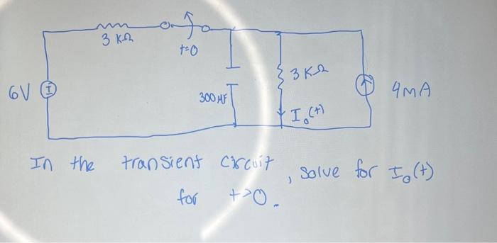 Solved In the transient circuit, solve for I0(t) for t>0. | Chegg.com