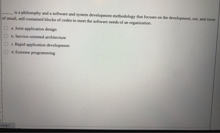 Solved is a philosophy and a software and system development | Chegg.com