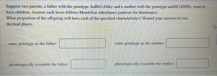 Solved Suppose two parents, a father with the genotype | Chegg.com Solved Suppose two parents, a father with the genotype | Chegg.com