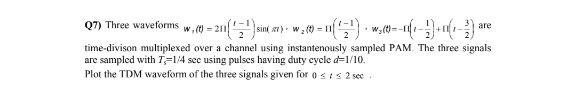 Solved are Q7) Three waveforms w.(0)=20( sin ). W 20 - | Chegg.com