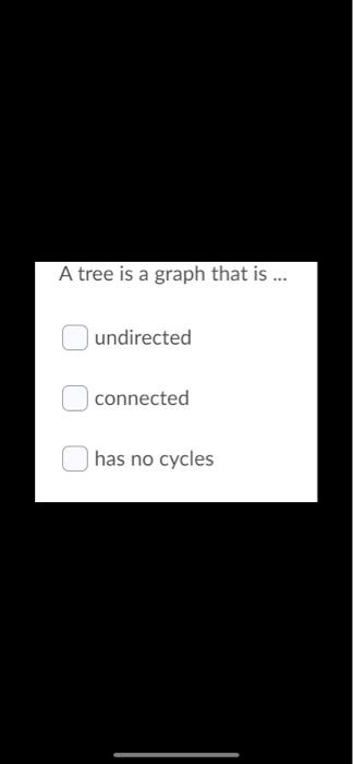Solved A tree is a graph that is ... undirected connected | Chegg.com