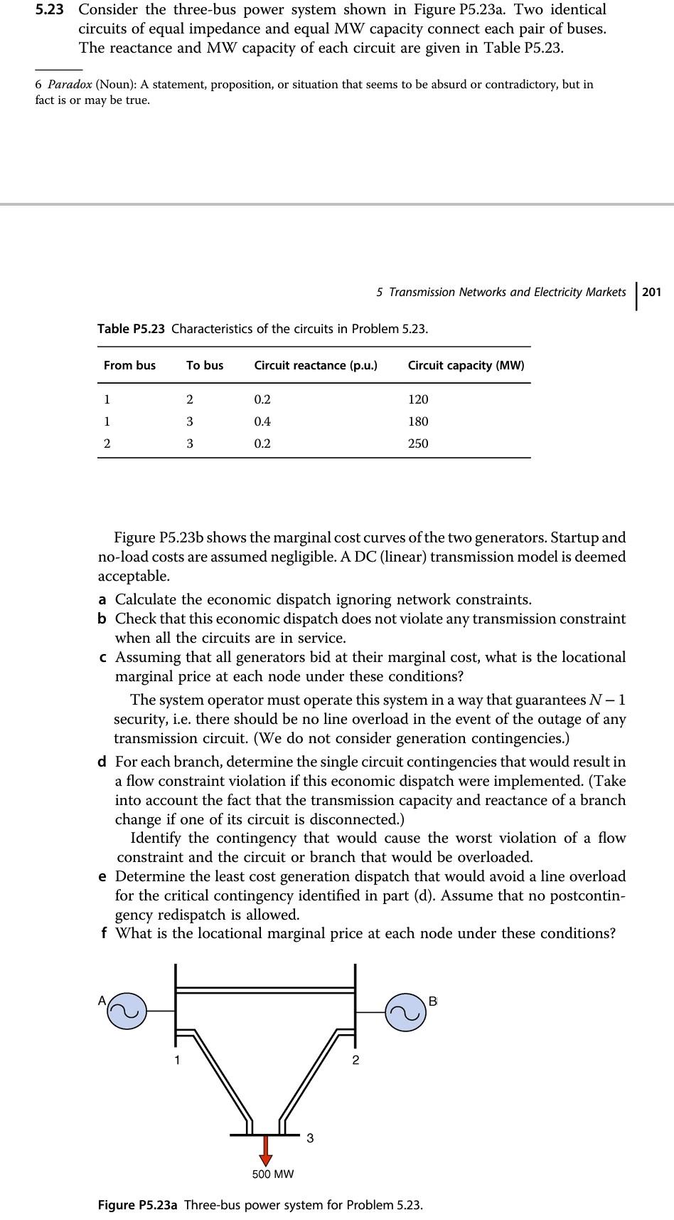 Solved 5.23 Consider the three-bus power system shown in | Chegg.com