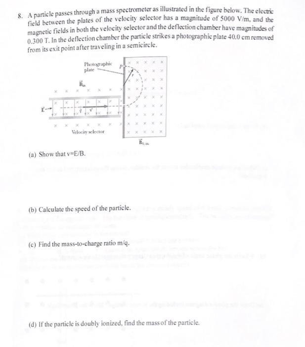 Solved 8. A particle passes through a mass spectrometer as | Chegg.com