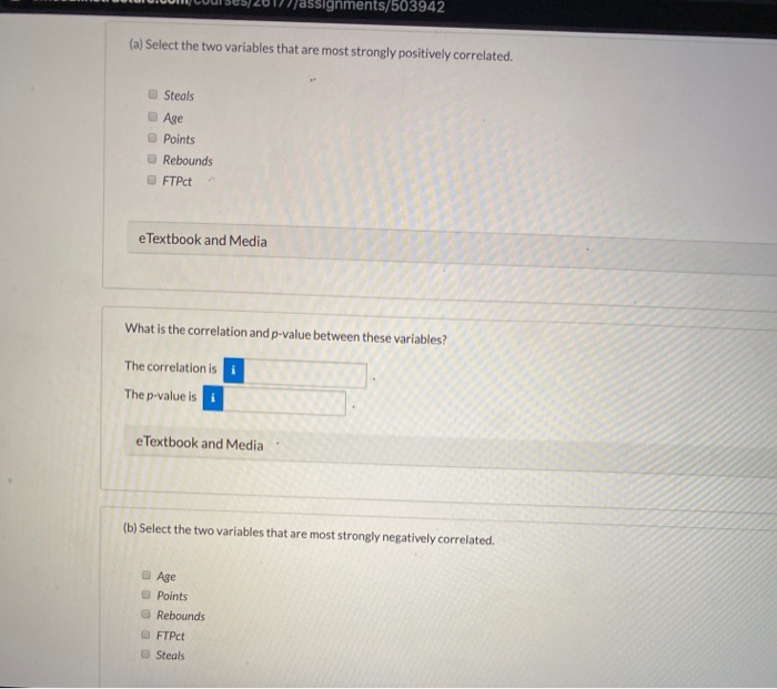 Solved NBA Players: Correlation Matrix The dataset | Chegg.com