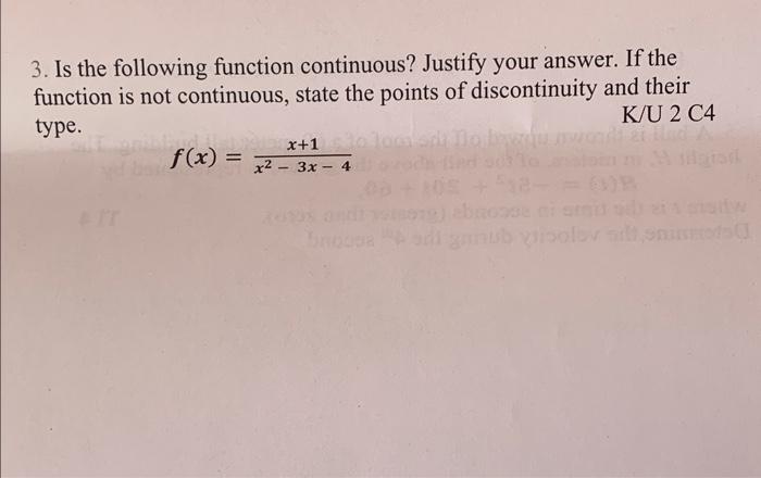 Solved 3. Is the following function continuous? Justify your | Chegg.com