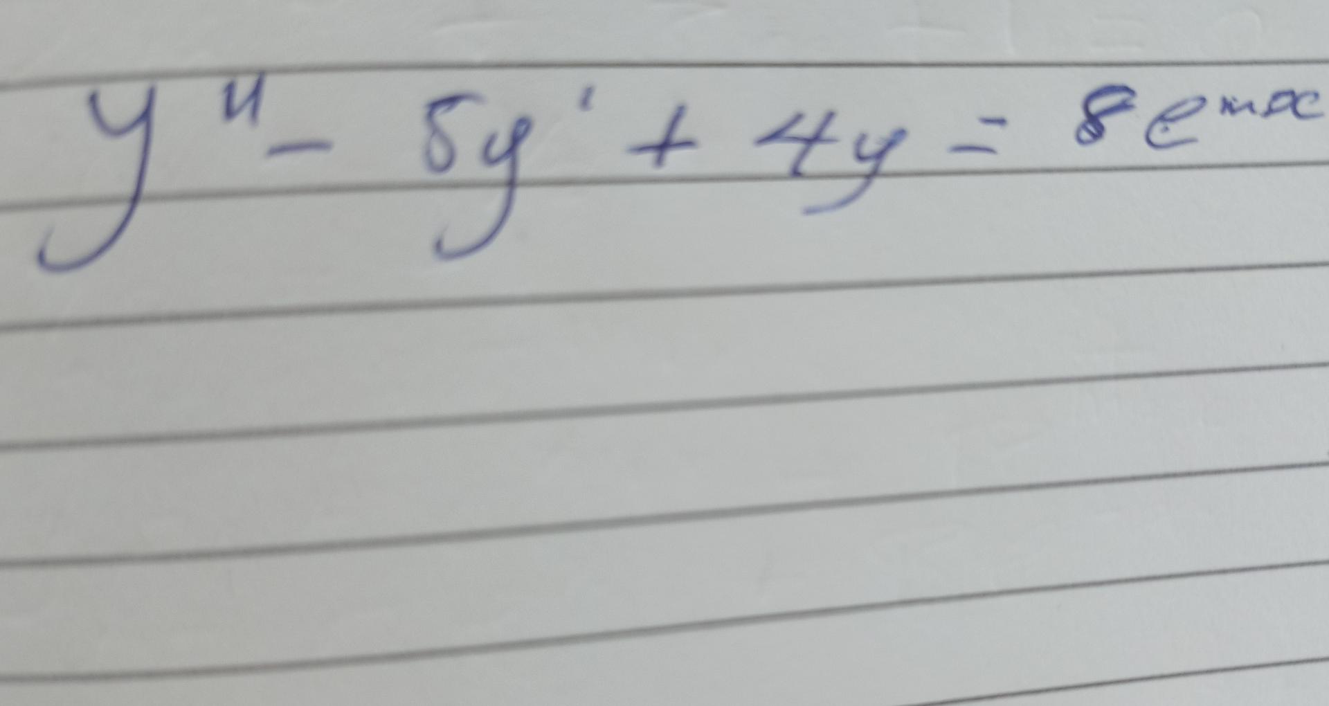 Solved y′′−5y′+4y=8enx | Chegg.com