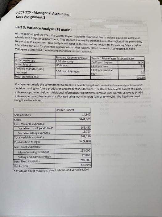 Solved ACCT 225 - Managerial Accounting Case Assignment 2 | Chegg.com
