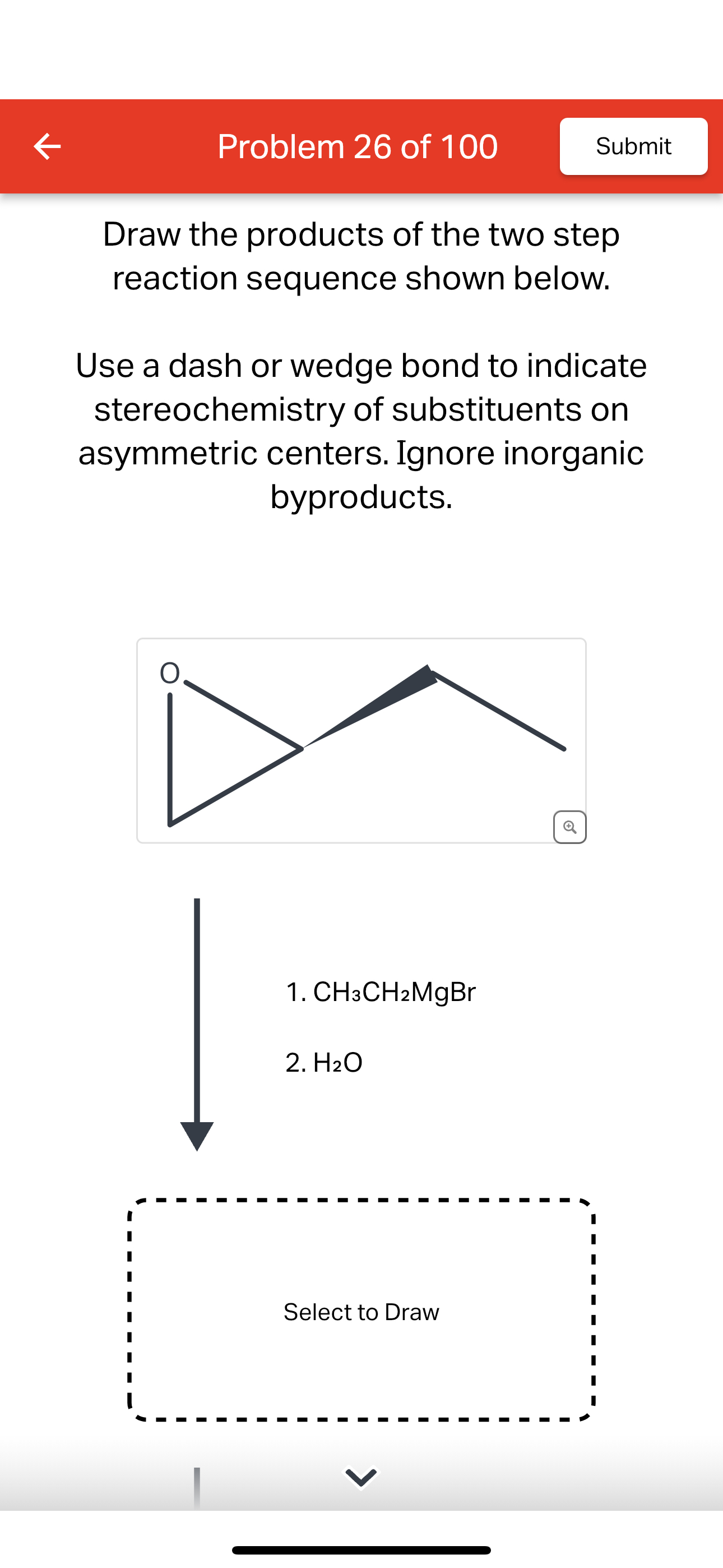 Solved Problem 26 ﻿of 100Draw the products of the two step | Chegg.com